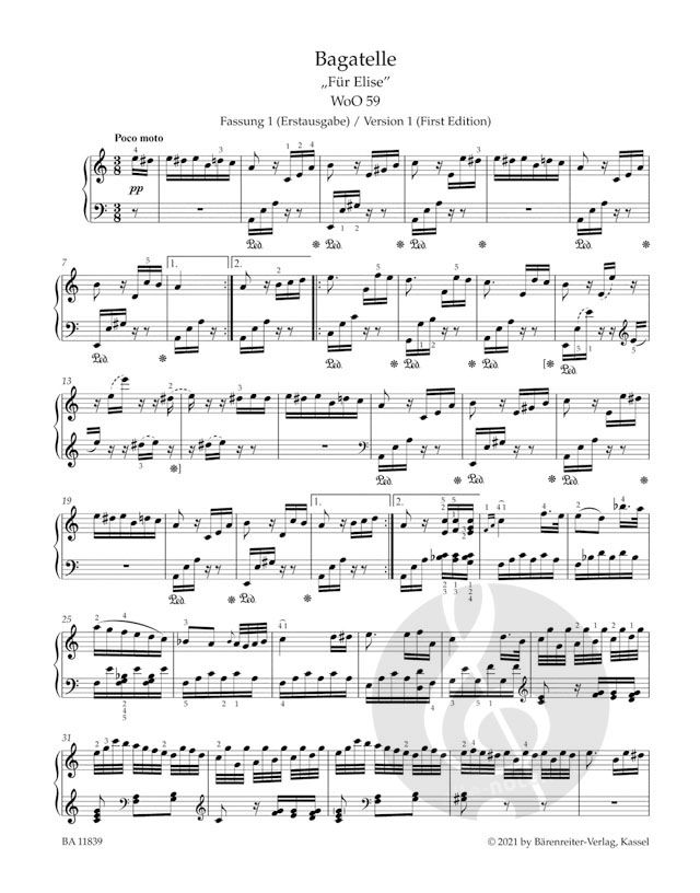 Fur Elise partitions » acheter partitions en ligne